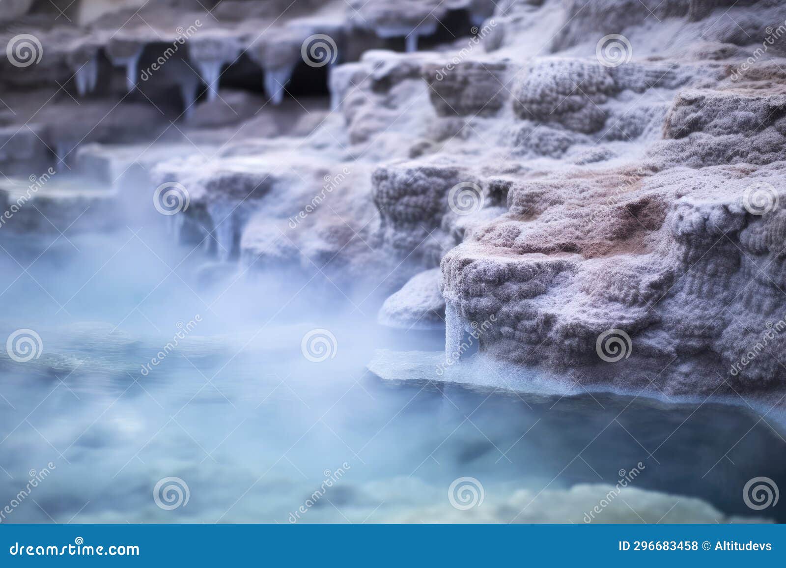 Close-up Shot of Thermal Water Emerging from Rocks Stock Illustration ...