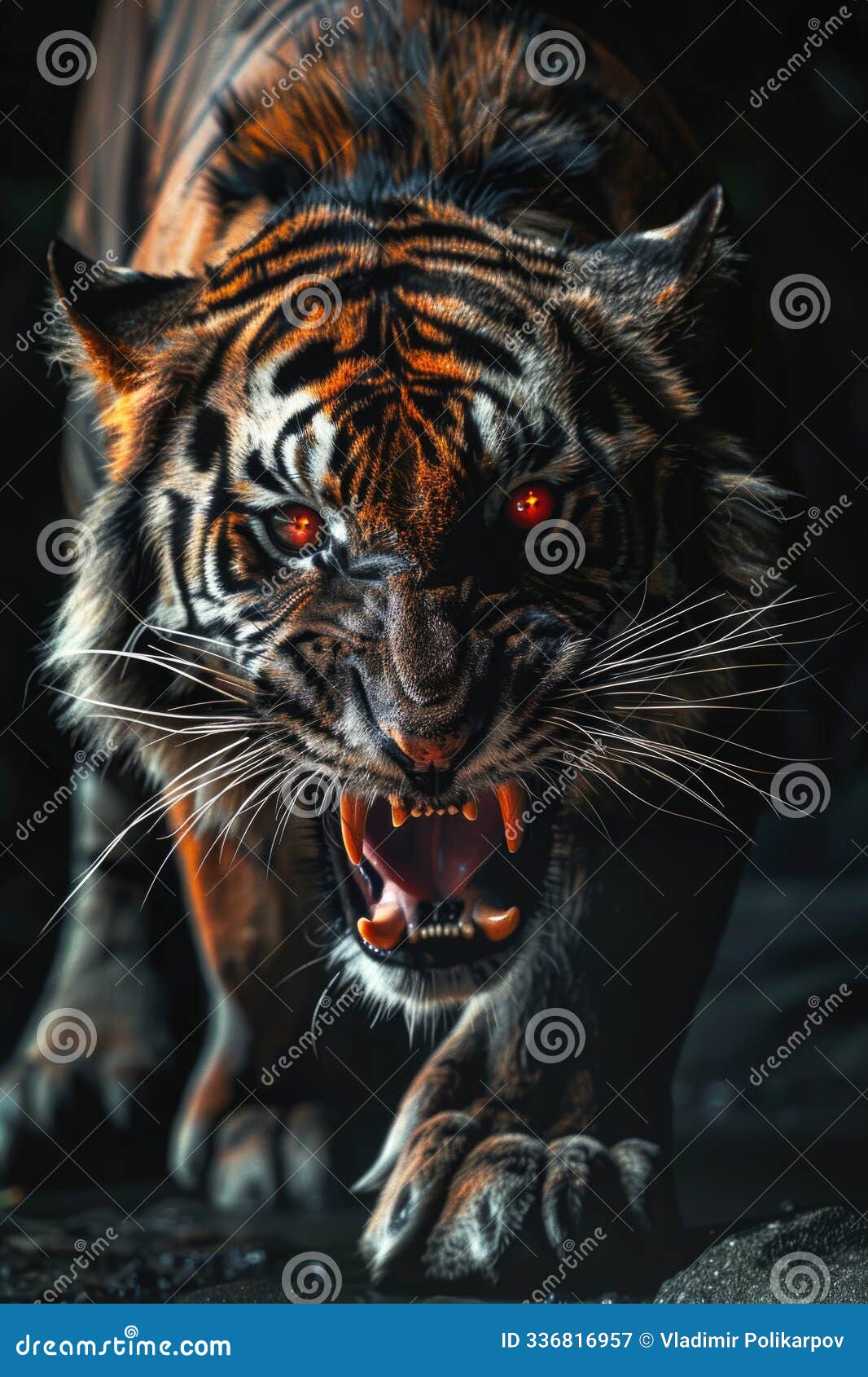 Close-up Shot of a Tiger S Open Mouth, Showcasing Its Powerful Jaws and ...