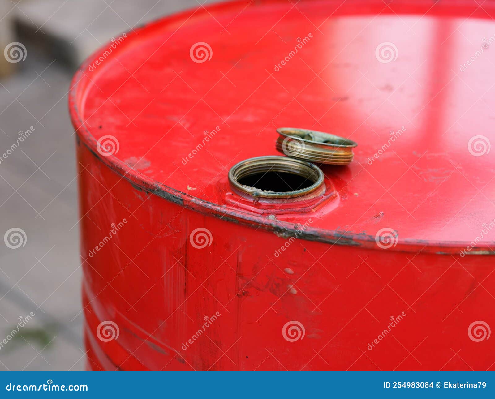 A Close Up Shot of the Top Part of a Red Barrel with the Cap Removed ...