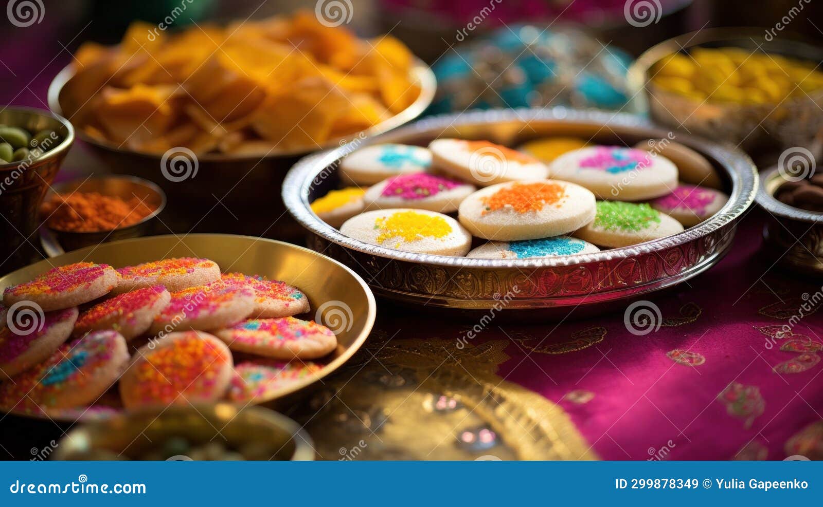 A Close-up Shot of Traditional Holi Sweets and Snacks Stock Image ...