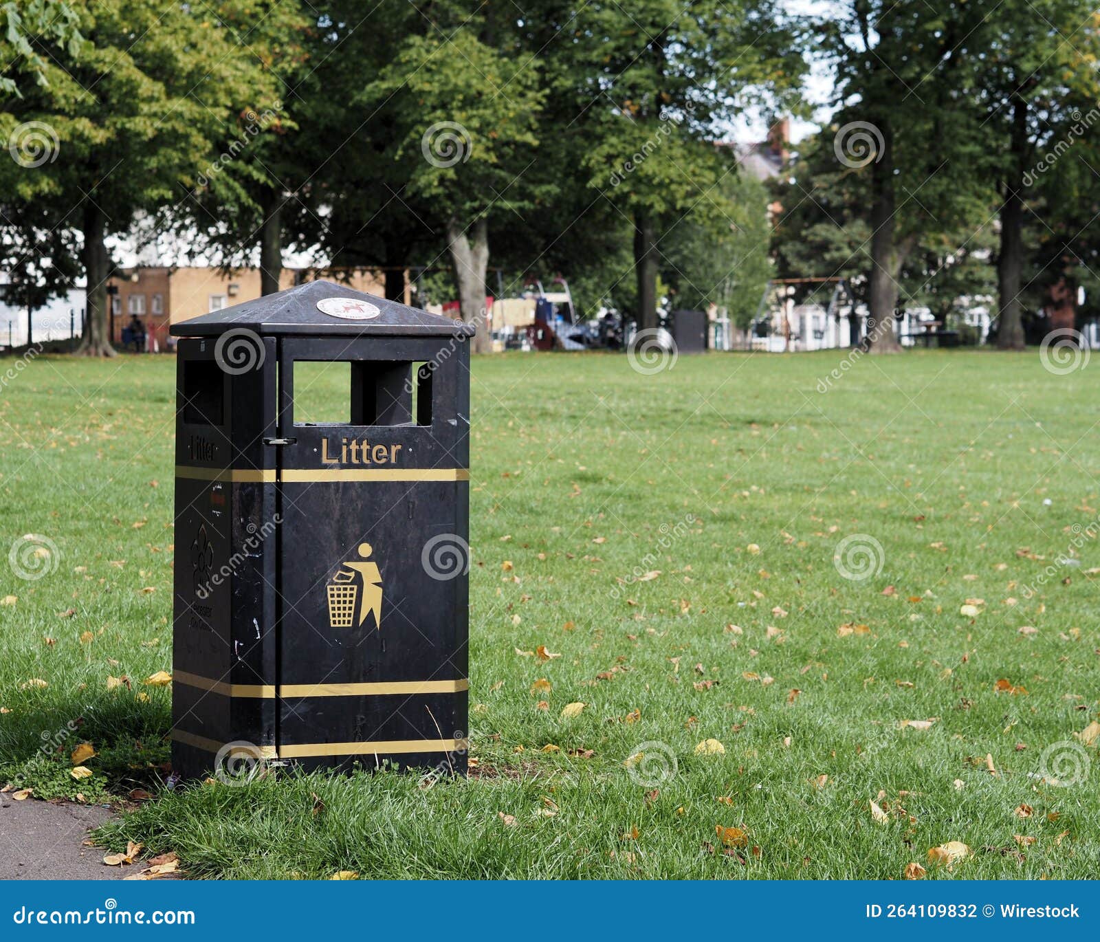 Close-up Shot of a Trash Can in a Park Stock Photo - Image of ...