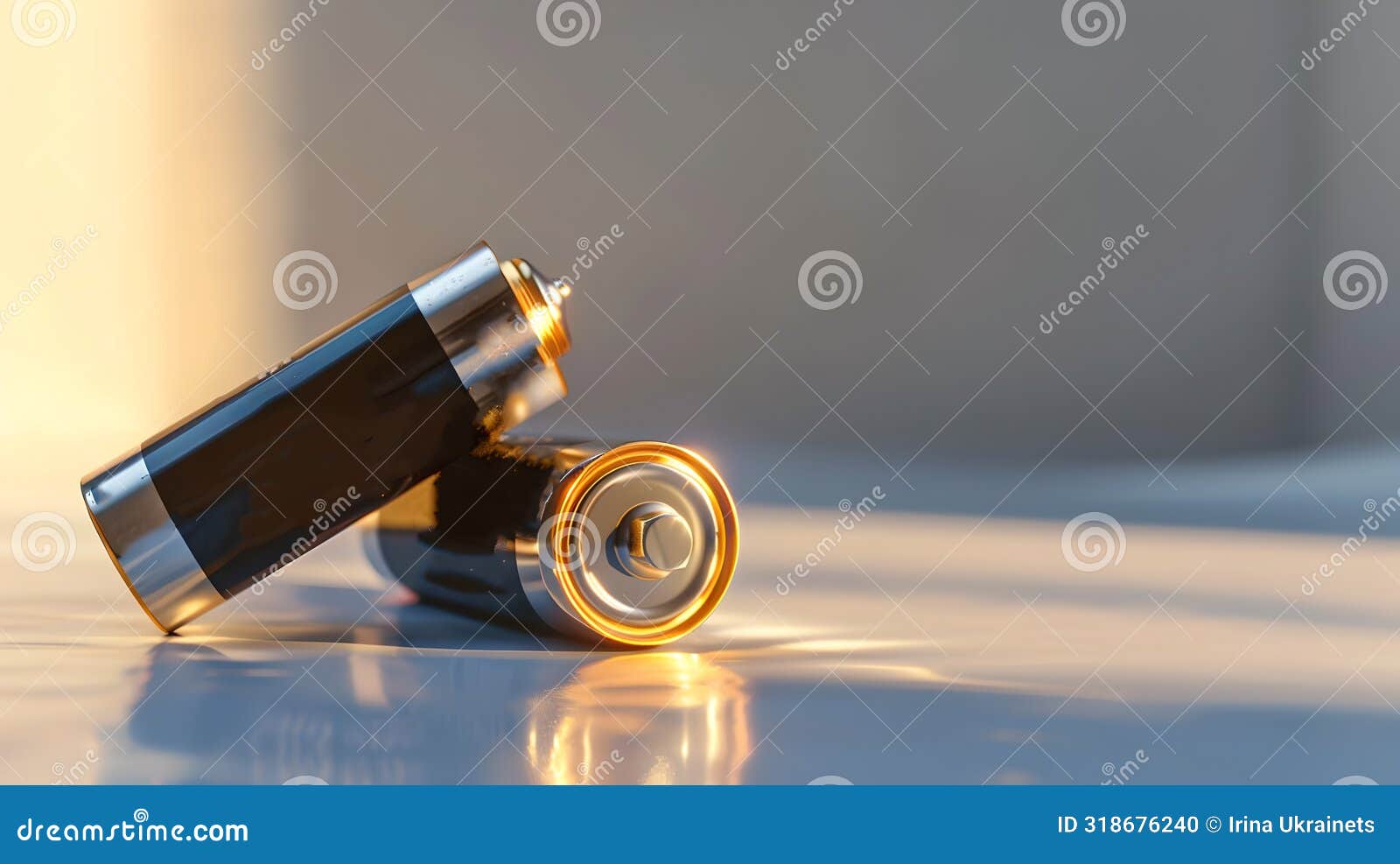 Close-up of AA Batteries on a Smooth Surface. Focus on Battery Detail ...
