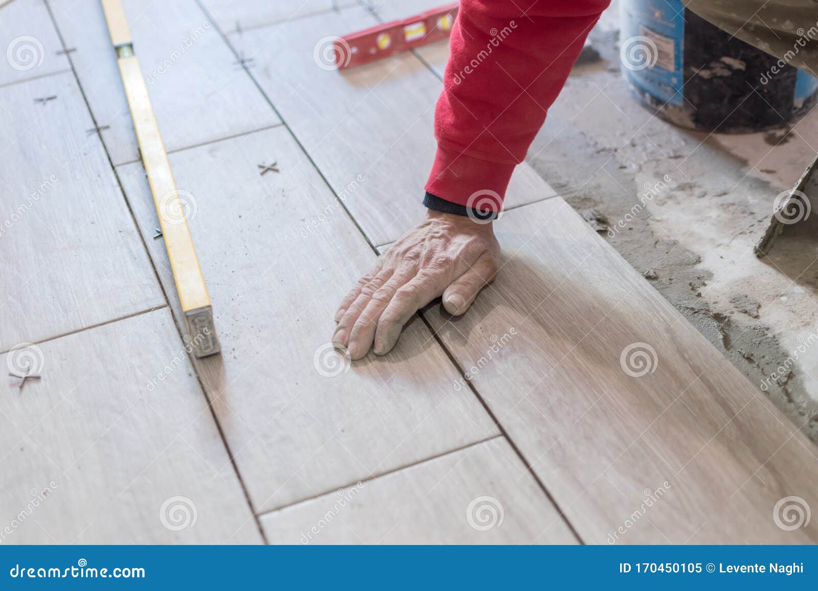 Close Up Shot of Unfinished Floor Tiles Installation in Kitchen Editorial Image - Image of ...