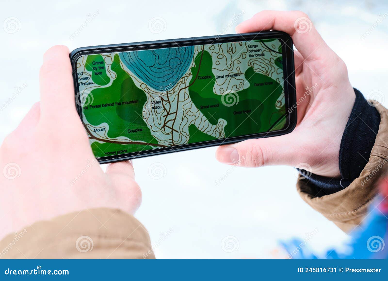 Using Map App on Smartphone Stock Image - Image of winter, technology ...