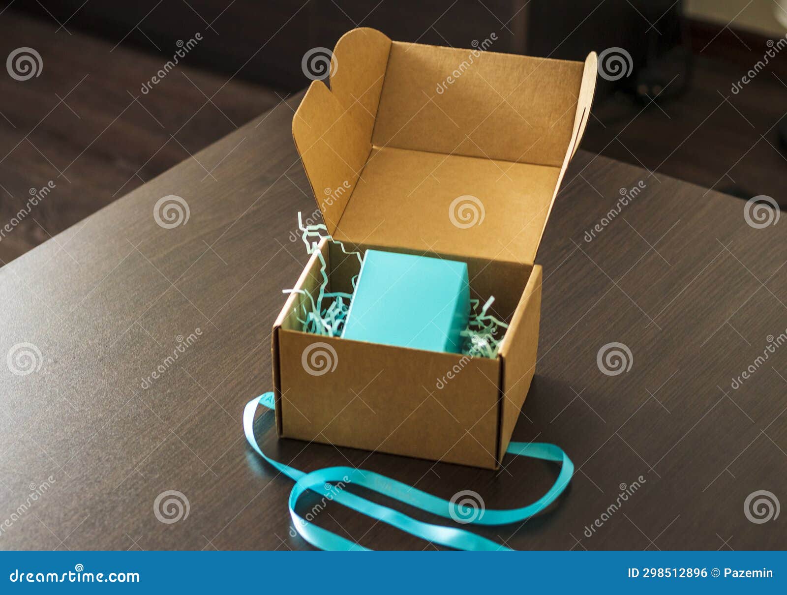 Close Up Shot of the Unwrapped Gift Box . Celebration Stock Photo ...