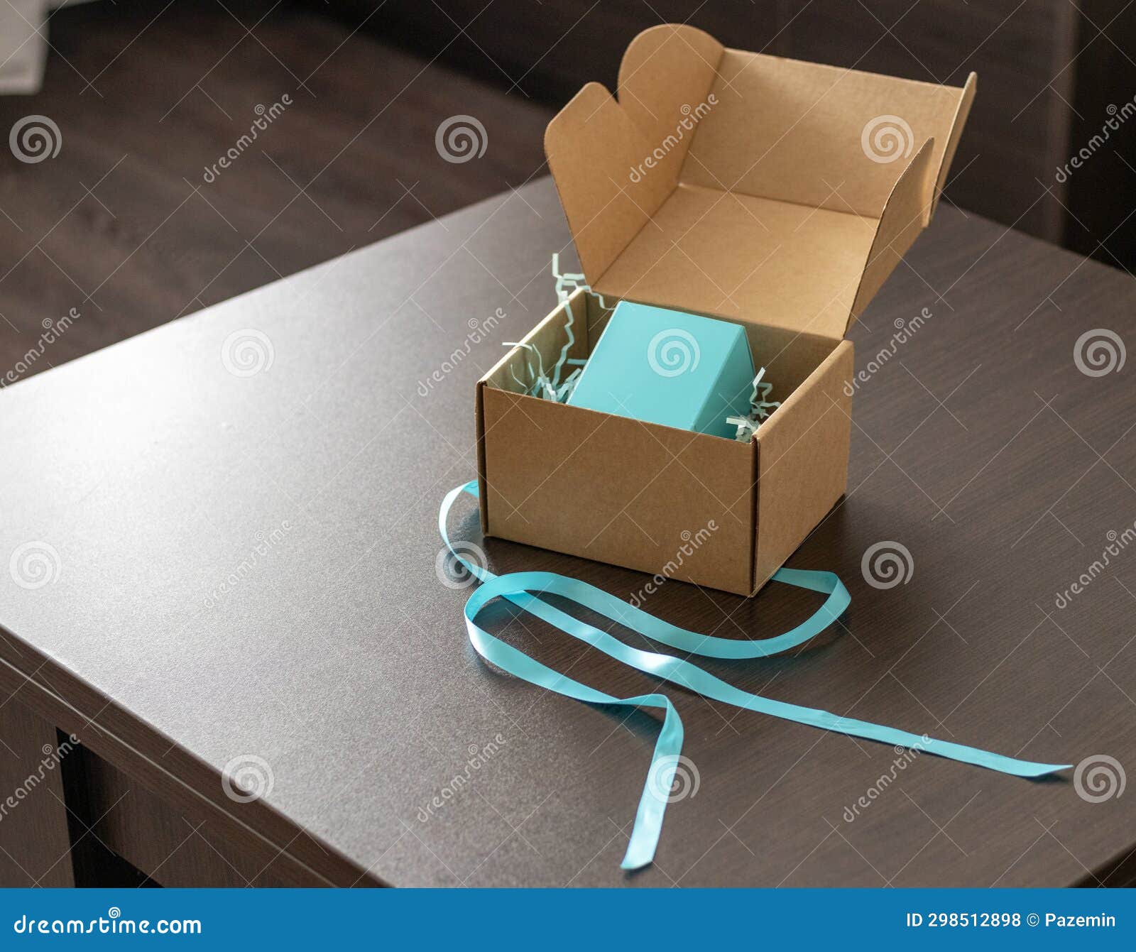 Close Up Shot of the Unwrapped Gift Box . Celebration Stock Photo ...