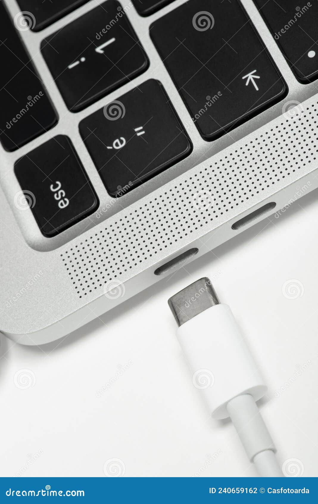 Close Up Shot of Usb C Cable Plugging To a Laptop Computer Stock Photo ...