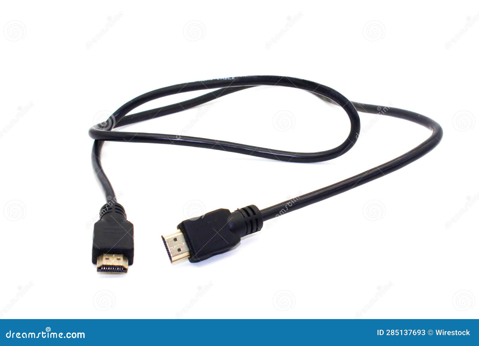 Close-up Shot of a USB Cable Laying Flat on a White Background Stock ...