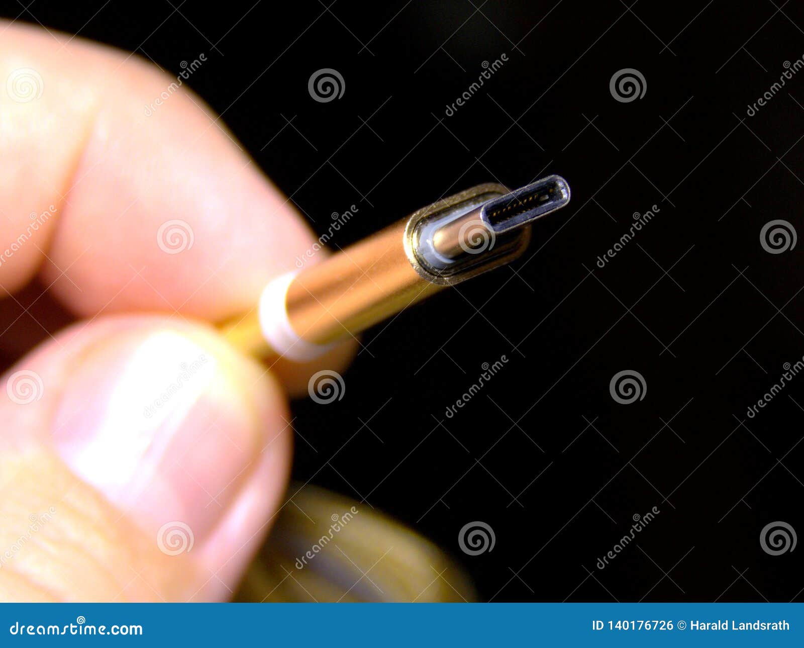 Close Up Shot of an USB Type-C Connection on an Isolated Background ...