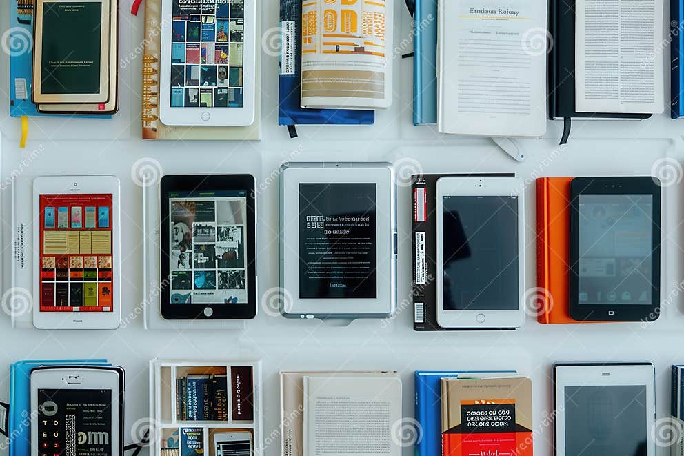 A Close-up Shot of Various Tablets and E-readers Displaying Educational ...