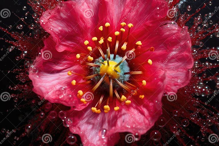 A Close-up Shot of a Vibrant, Exploding Pollen in the Center of a Flower Stock Photo - Image of ...