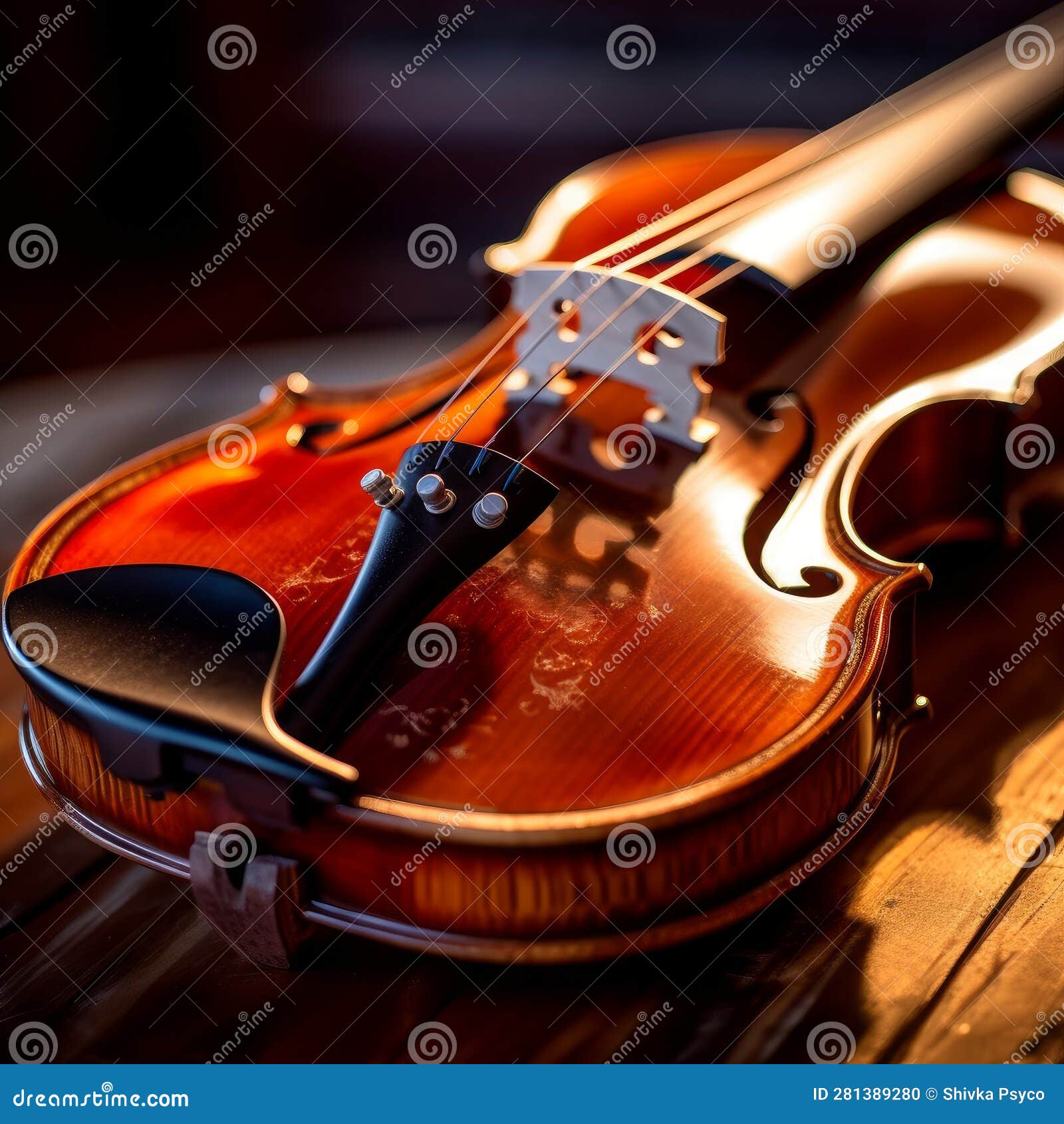 Close Up Shot of a Violin and Bow on Old Wood Texture Generative AI ...