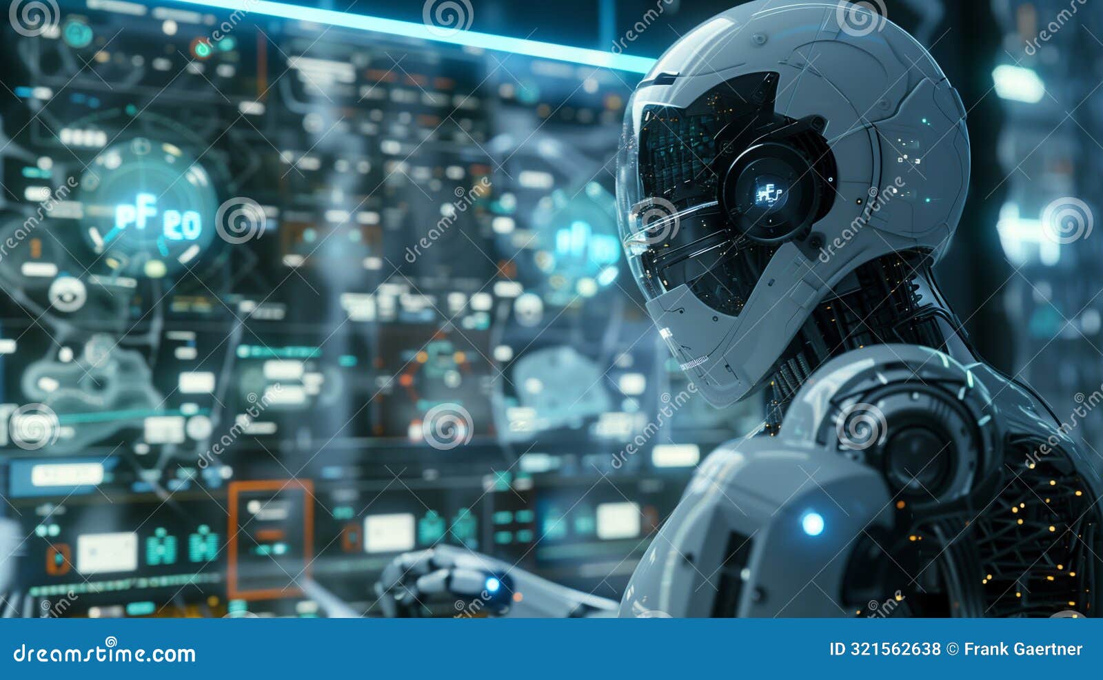 Close-up Shot of a White, Advanced Robot with a Sleek, Humanoid Design ...