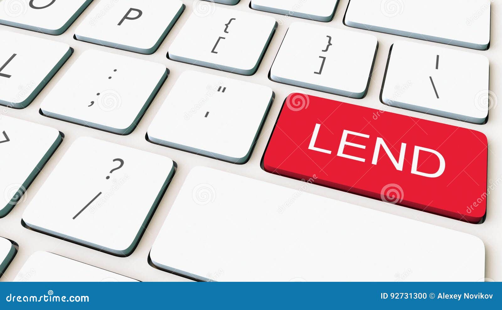 Close-up Shot of White Computer Keyboard and Red Lend Key. Conceptual ...
