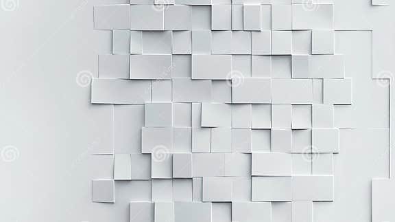 A Close-up Shot of a White Wall with a 3D Square Block Pattern Texture ...