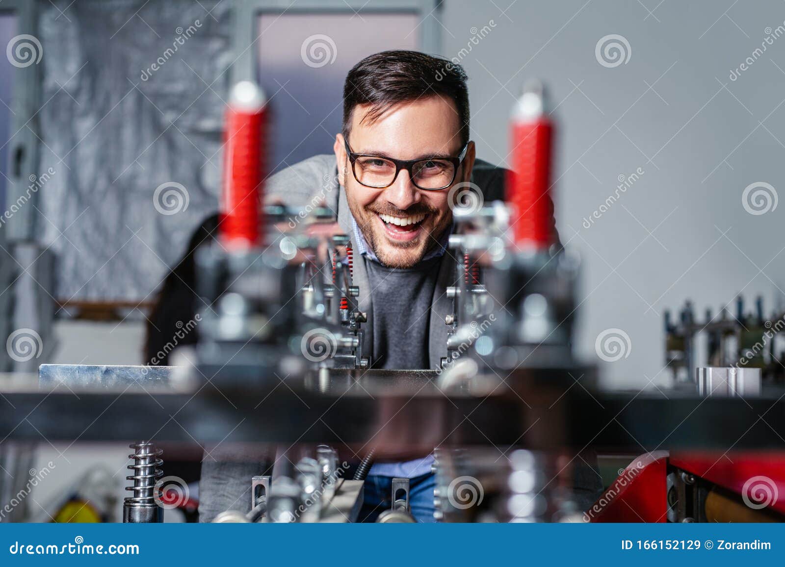 Close-up Shot of the Industrial Engineer. Precision in Mechanical ...