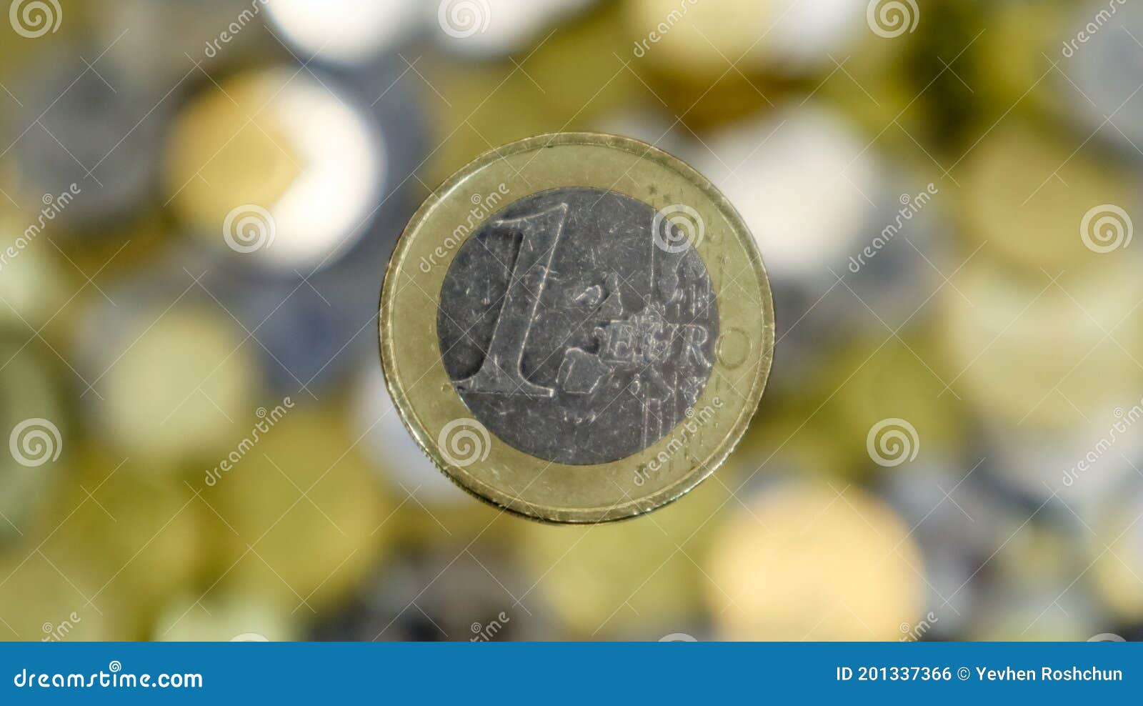 A Close-up Shows One 1 Euro Coin. this is Money. Blurred Money ...