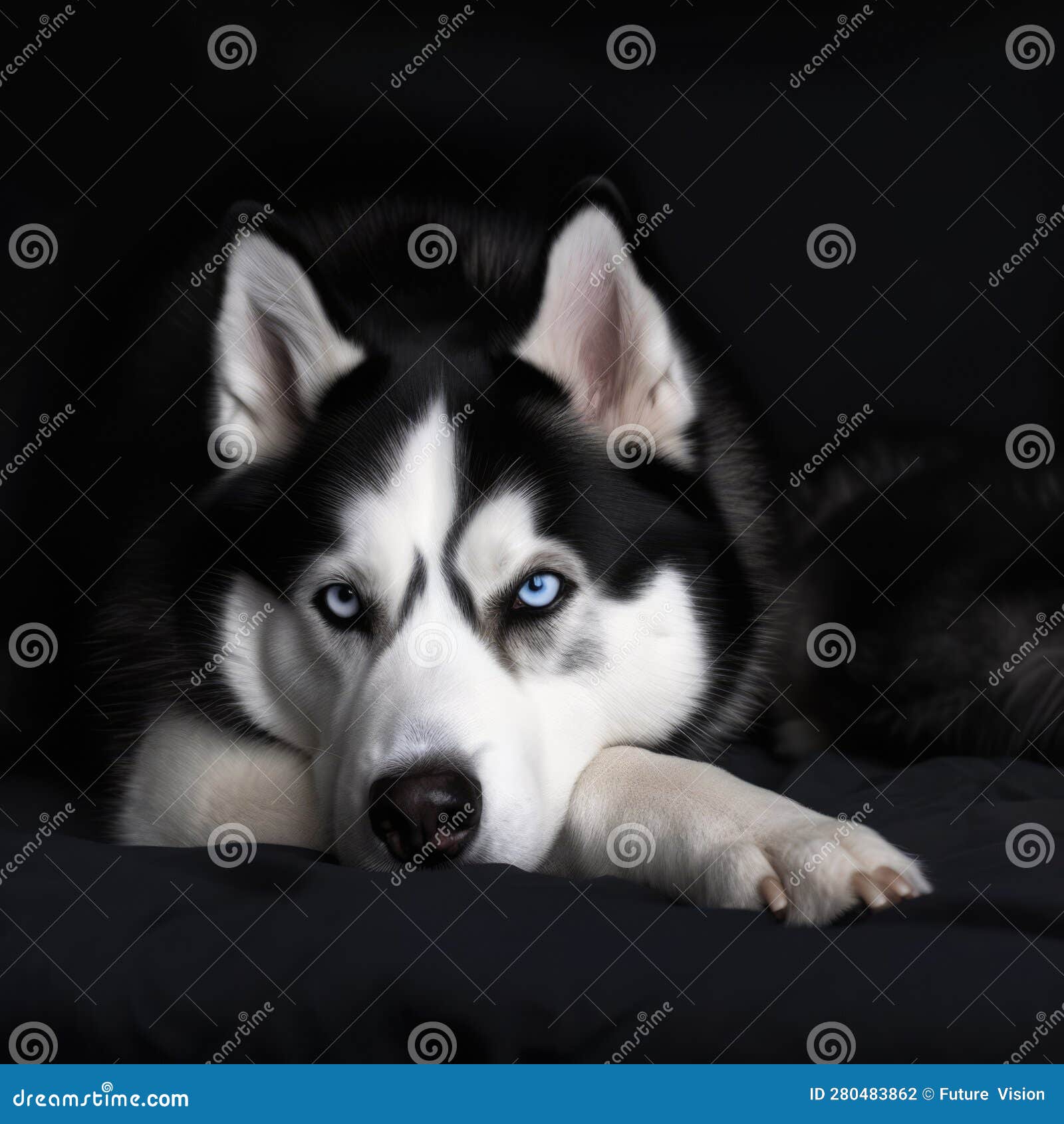 Close Up of Siberian Husky in Black and White, Created Using Generative ...