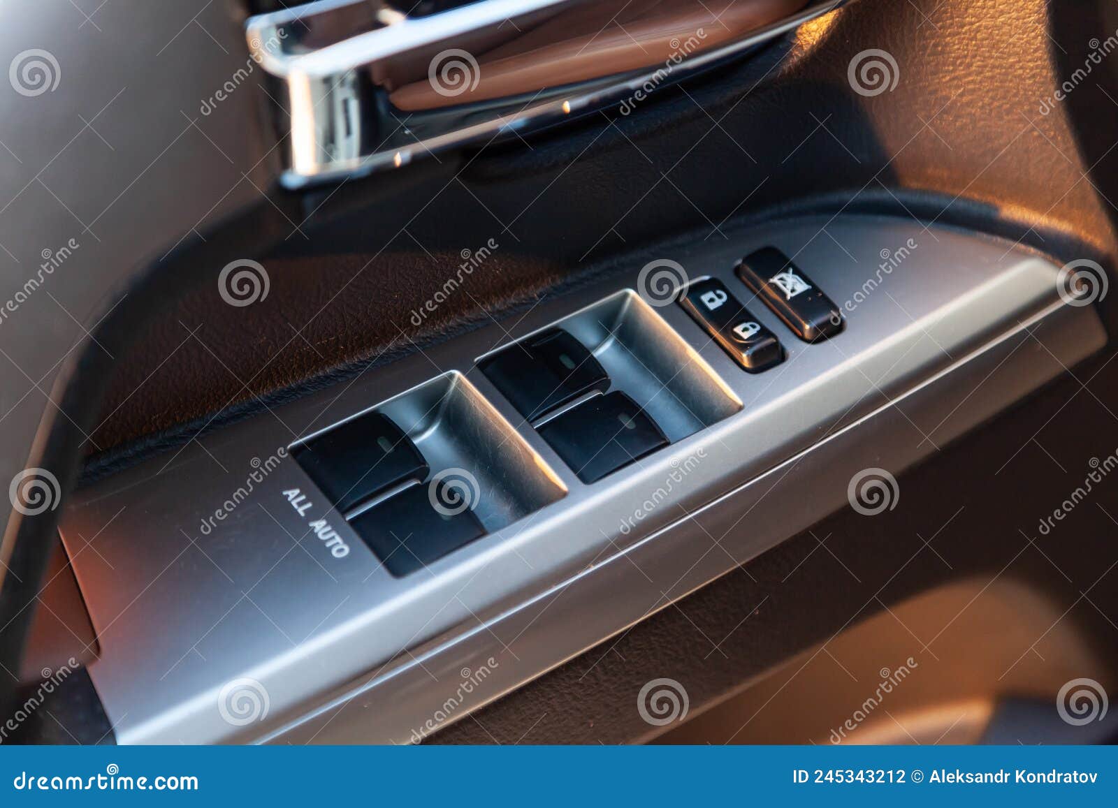 Close-up of the Side Door Buttons: Window Adjustment Buttons, Door Lock ...