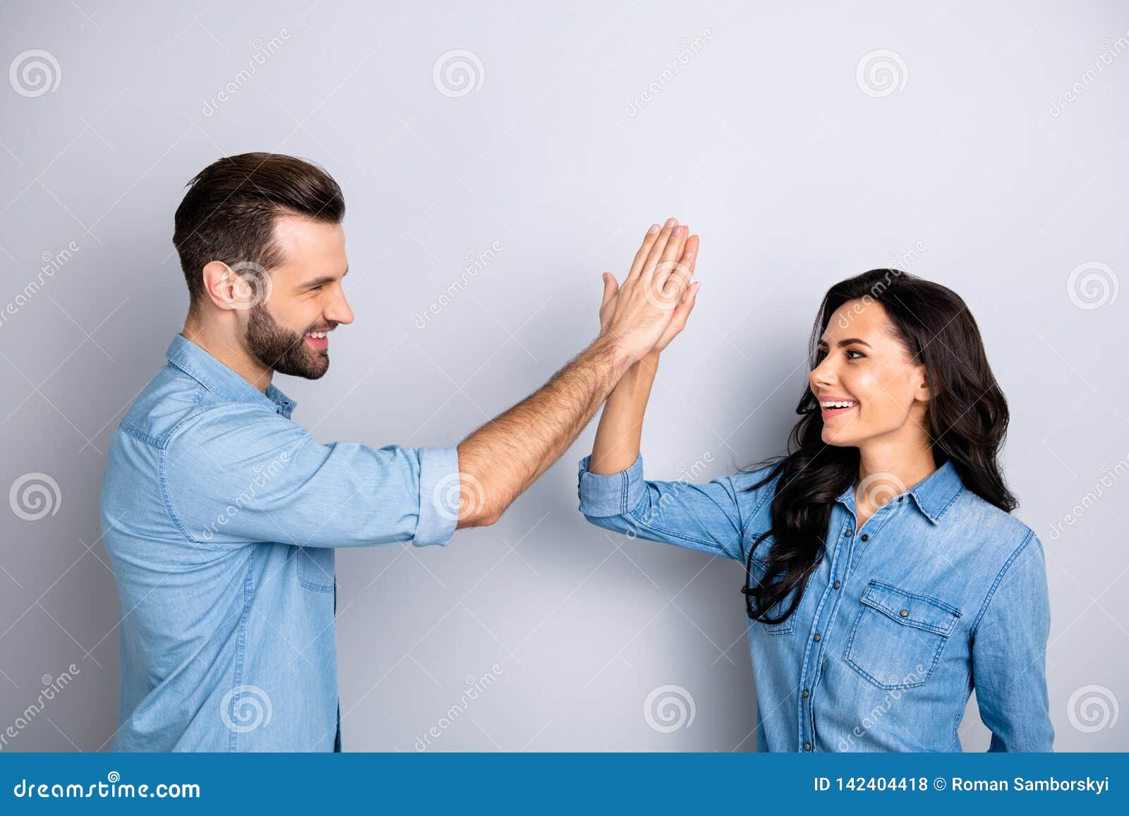 Close Up Side Profile Photo Amazing She Her He Him His Couple Lady Guy