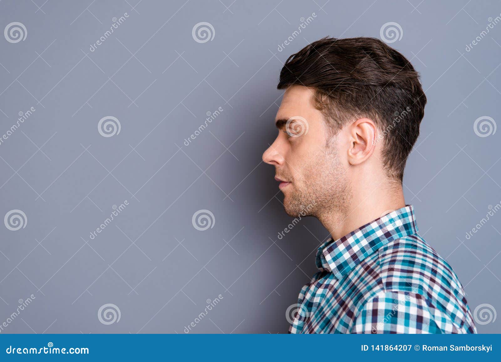 Close Up Side Profile Photo Attractive Amazing He Him His Man Ideal