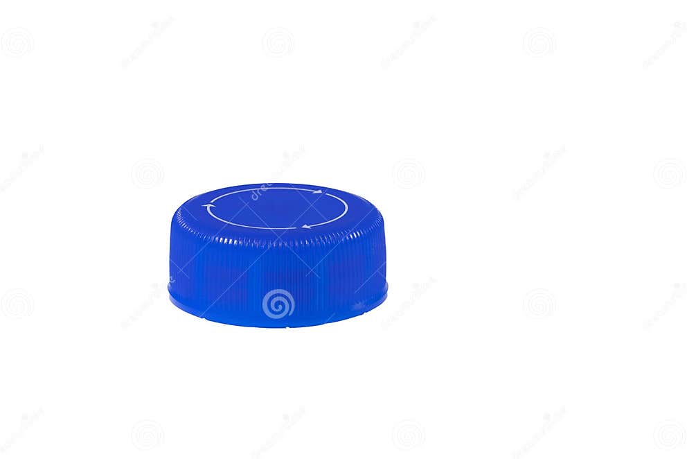 Close Up Side View of a Blue Plastic Cap Isolated on White Background ...