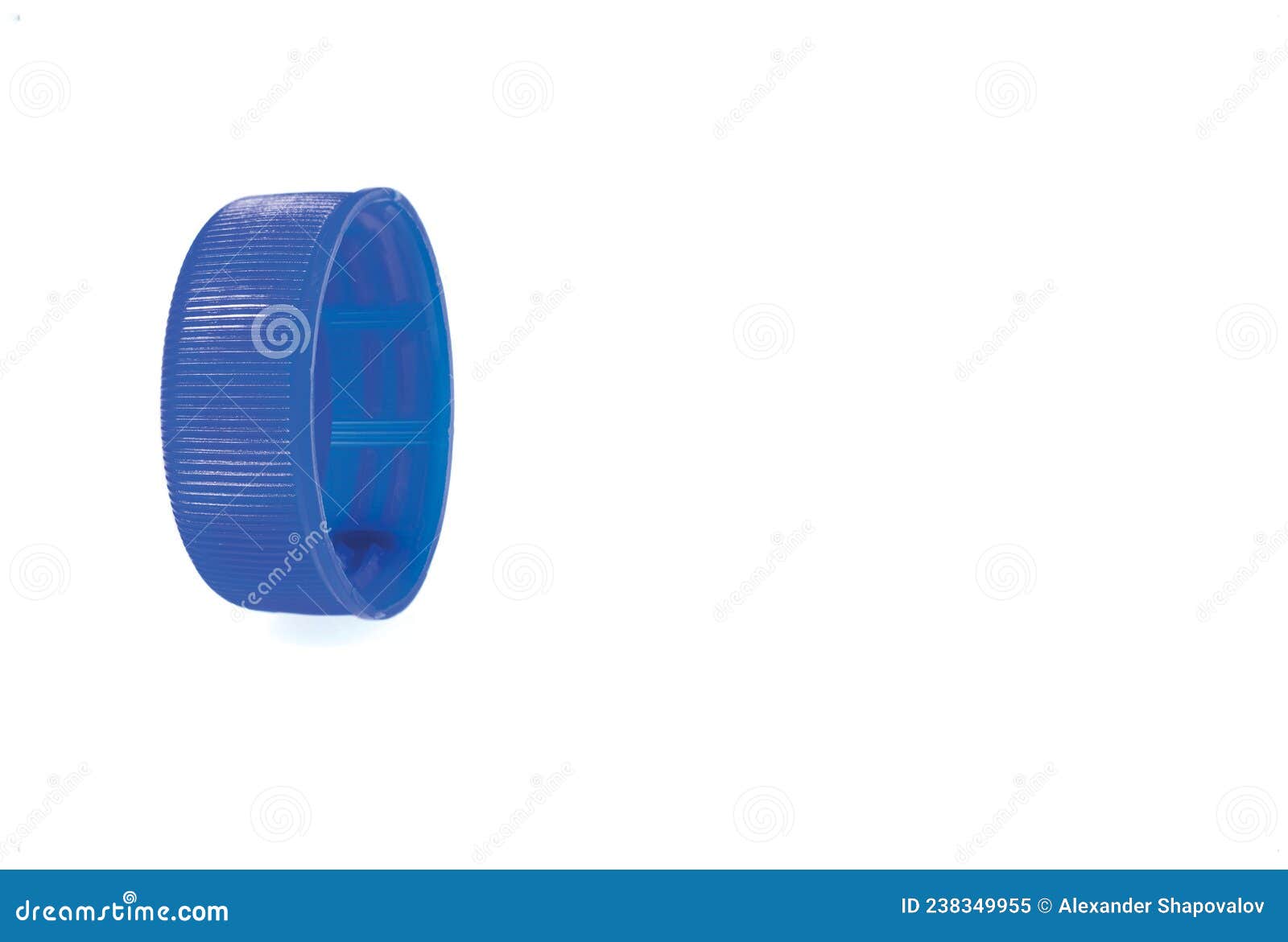 Close Up Side View of a Blue Plastic Cap Isolated on White Background ...