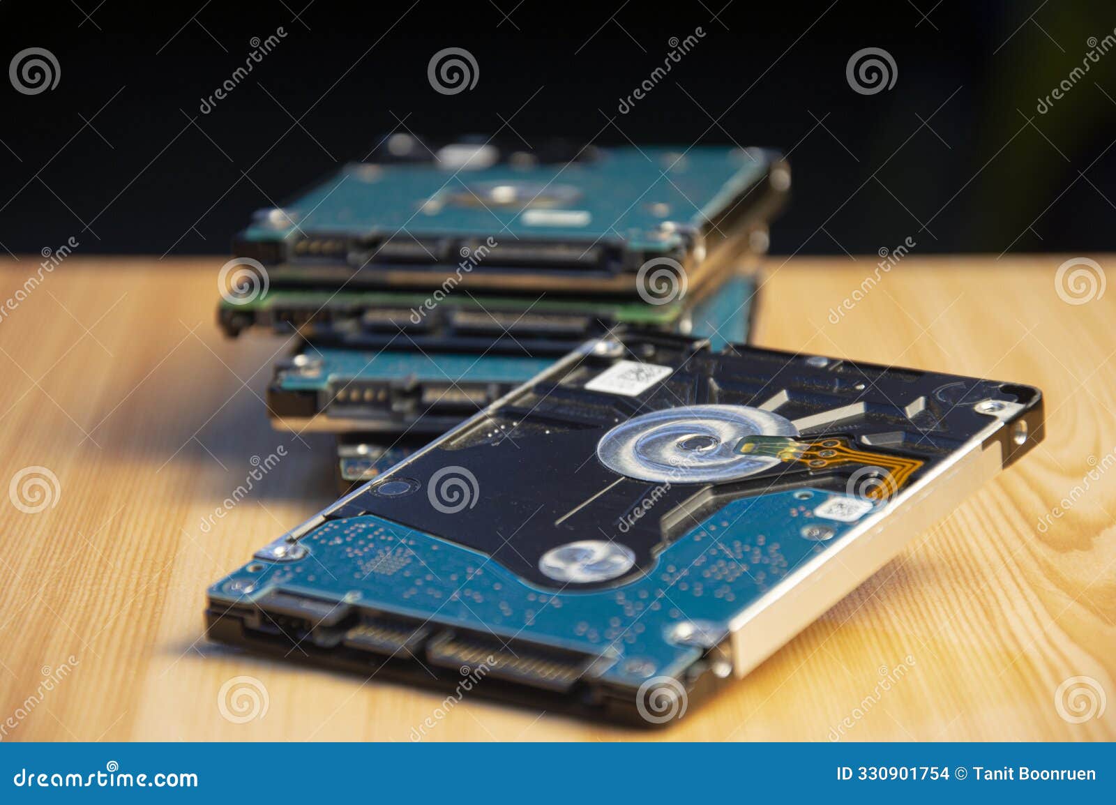 Close-up Side View of Hard Disk on Wooden Floor Stock Photo - Image of ...