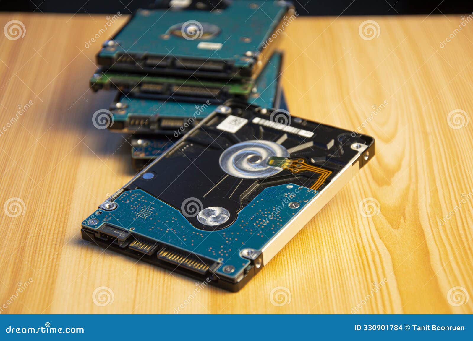 Close-up Side View of Hard Disk on Wooden Floor Stock Photo - Image of ...