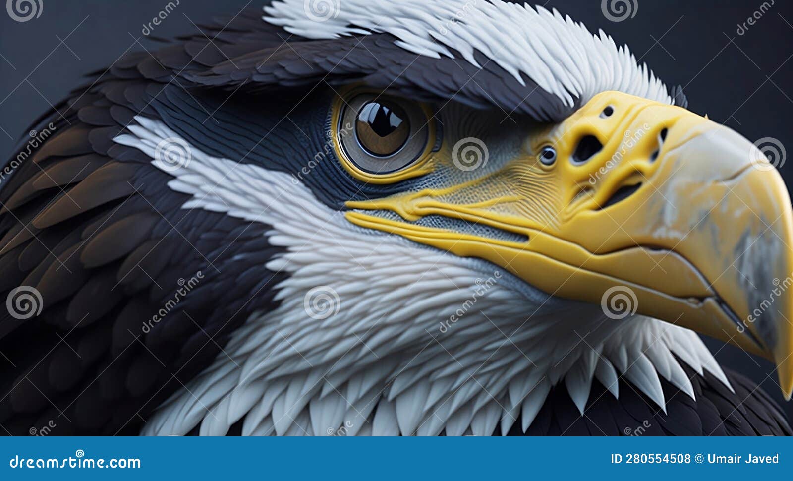 Close Up Side View of Isolated Intense Eagle Stare Stock Illustration ...