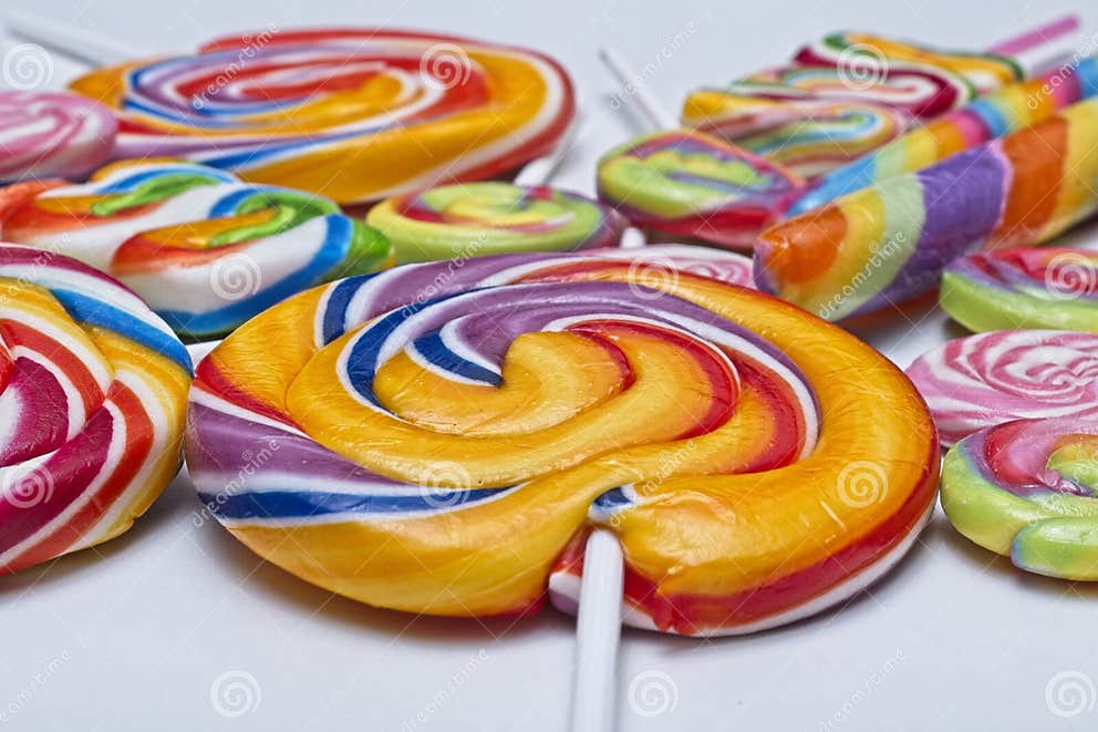 Close Up Side View of Multicolored Candies with Selective Focus Stock ...
