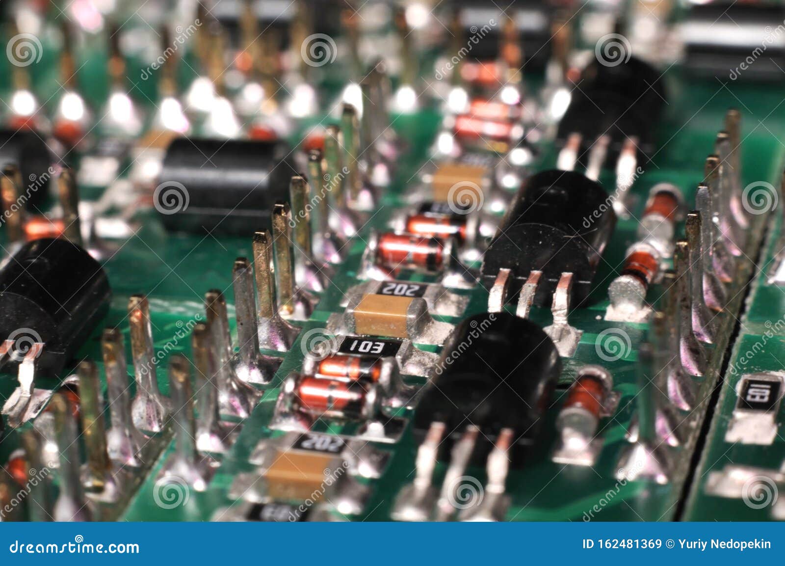 Close-up Side View of a PCB Board with SMD Components Stock Image ...