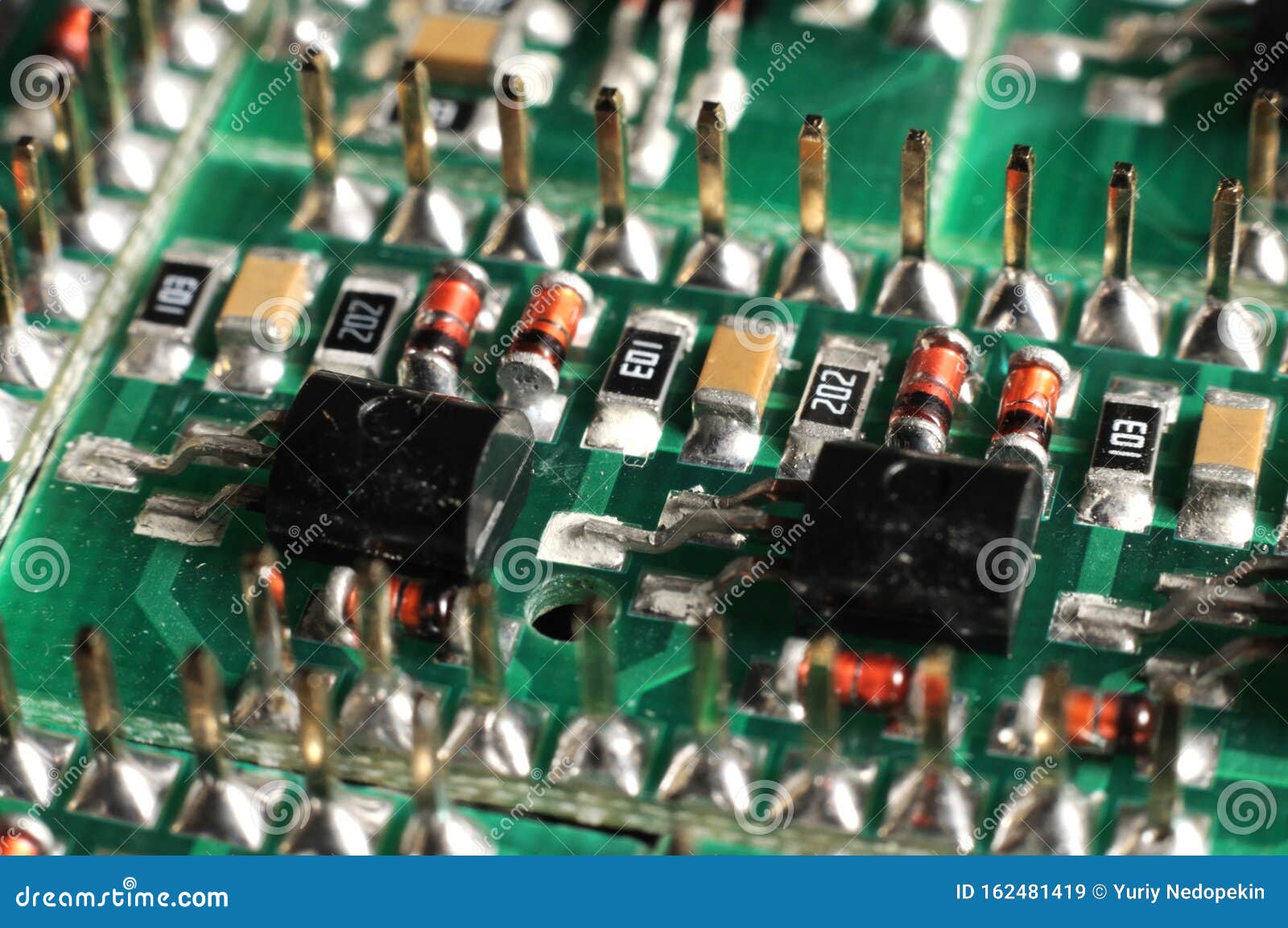 Close-up Side View of a PCB Board with SMD Components Stock Image ...
