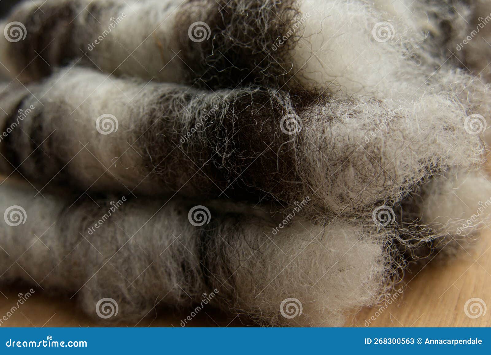 Close-up Side View of a Stack of Small Brown and White Rolags Made of ...