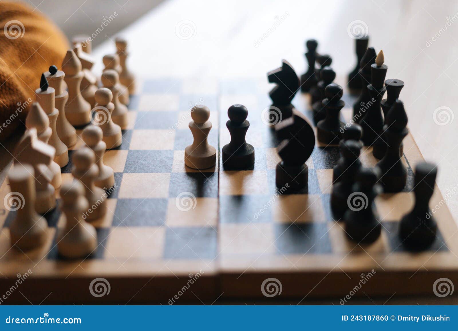 Close-up Side View of Unrecognizable Person Thinking about Chess Move ...