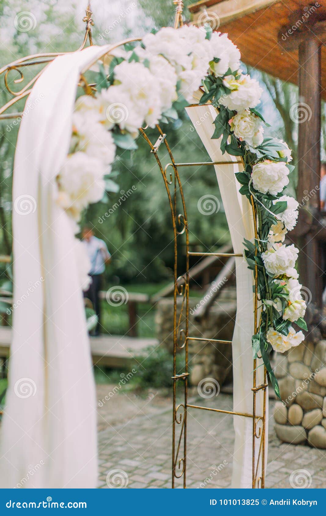 Close-up Side View of the Wedding Arch with White Flowers. Stock Image ...