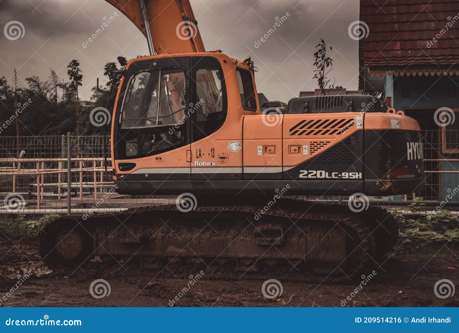 Jakarta January 2021 - Close Up Side View of the Yellow Excavator ...