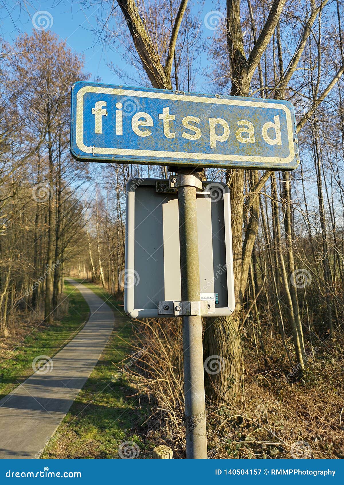 A Sign Indicating a Bicycle Path in Dutch Stock Image - Image of dutch ...