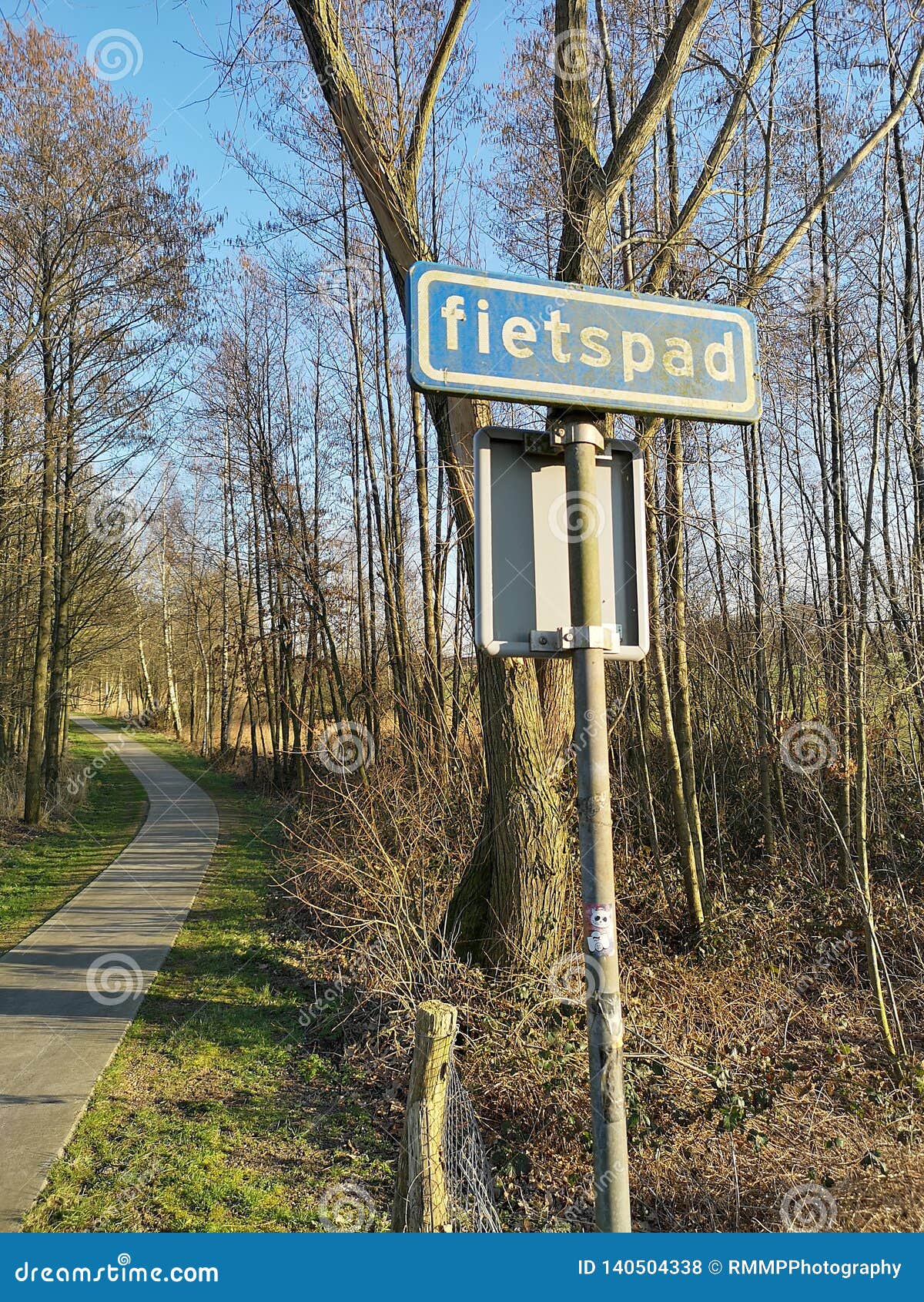 A Sign Indicating a Bicycle Path in Dutch Stock Photo - Image of moped ...