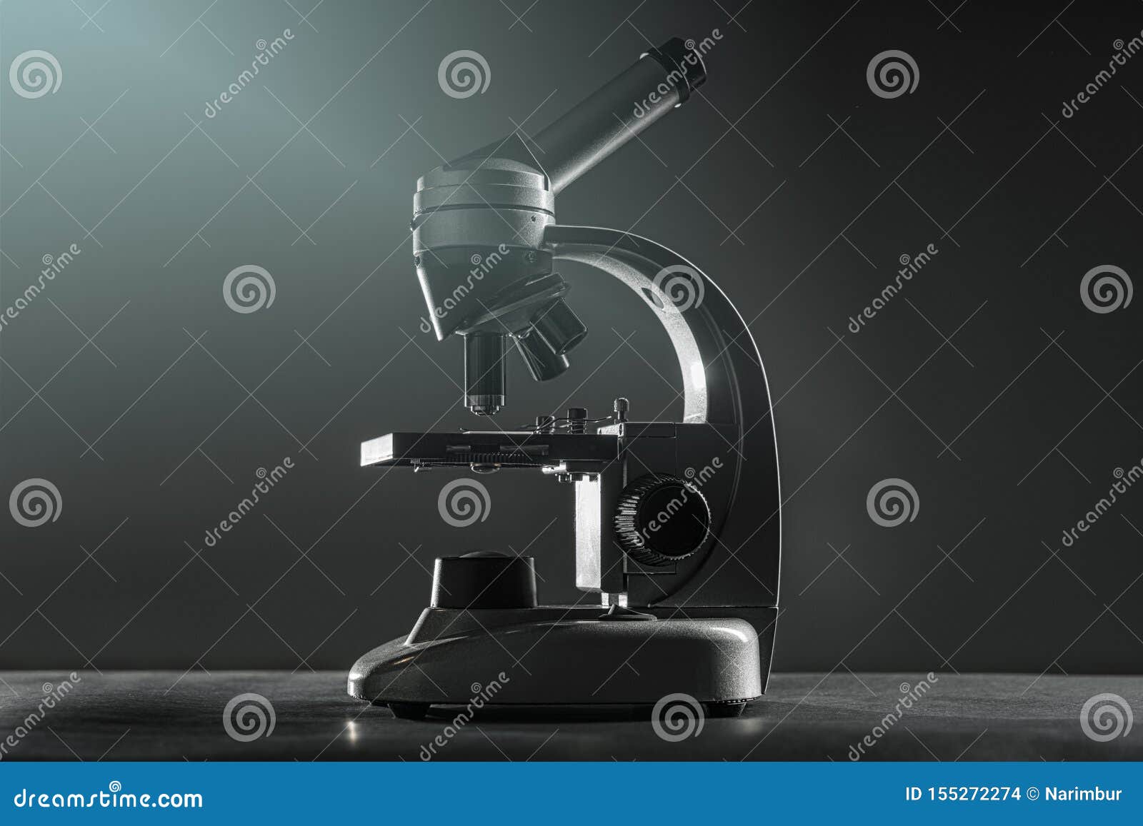 Silver Microscope, with Black Background Stock Photo - Image of ...