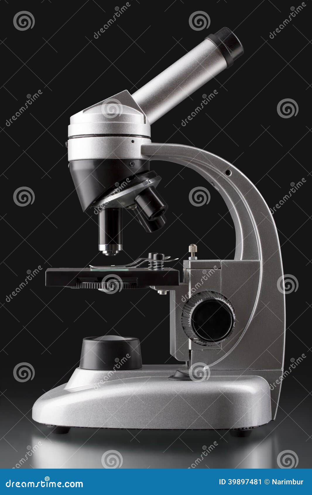 Close Up of a Silver Microscope Stock Image - Image of science ...