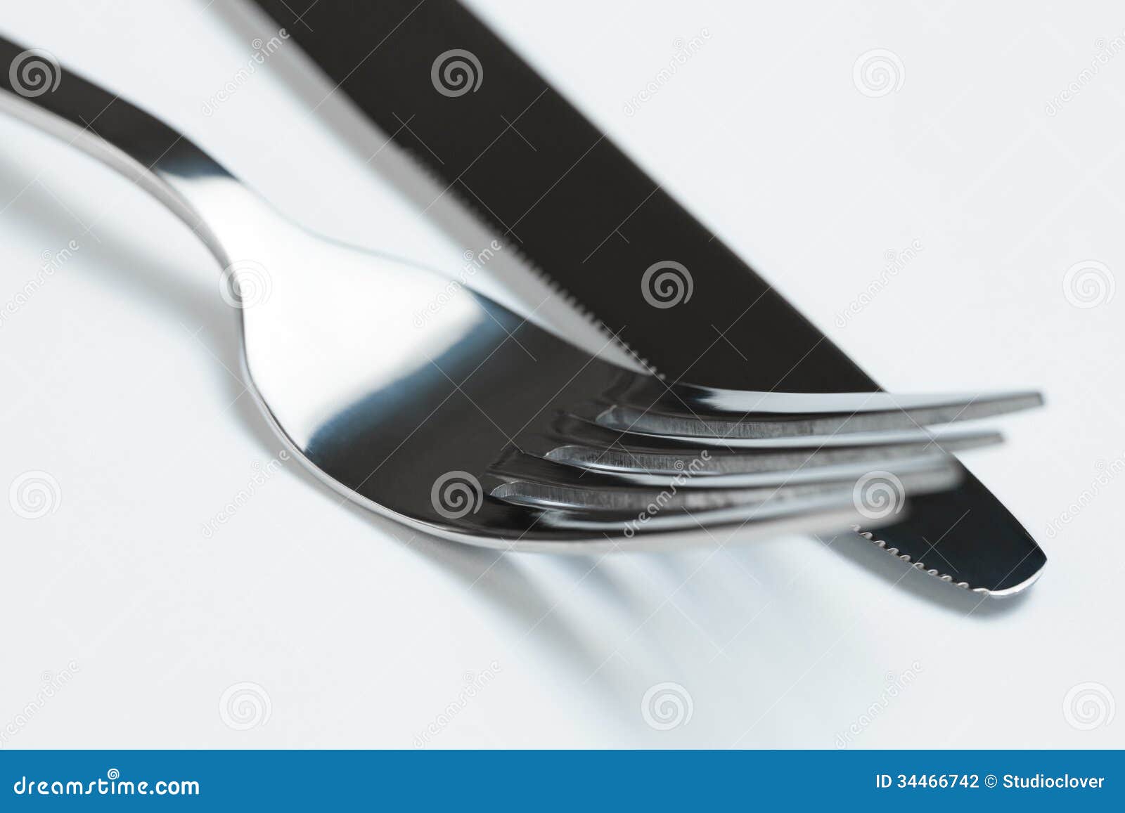 Close-up of Silverware Isolated on White Background Stock Photo - Image ...