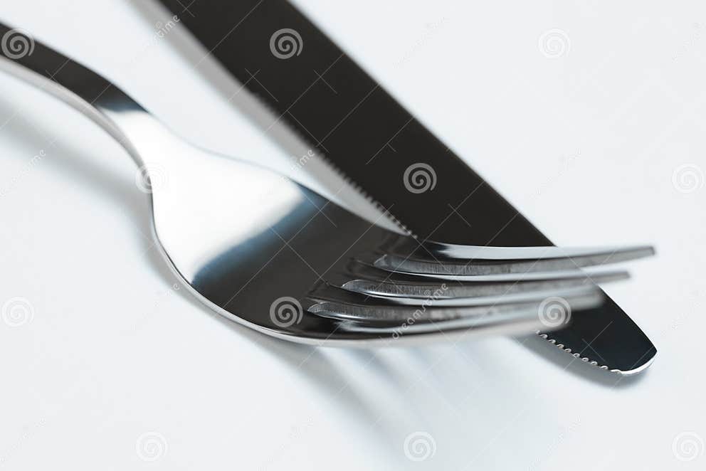 Close-up of Silverware Isolated on White Background Stock Photo - Image ...