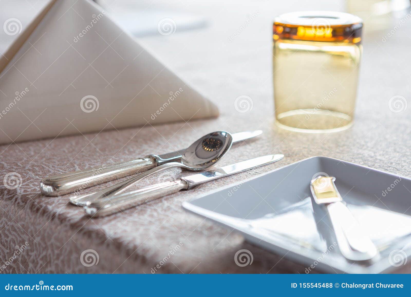 Close Up of Silverware Set on Luxury Dining Table Stock Photo - Image ...