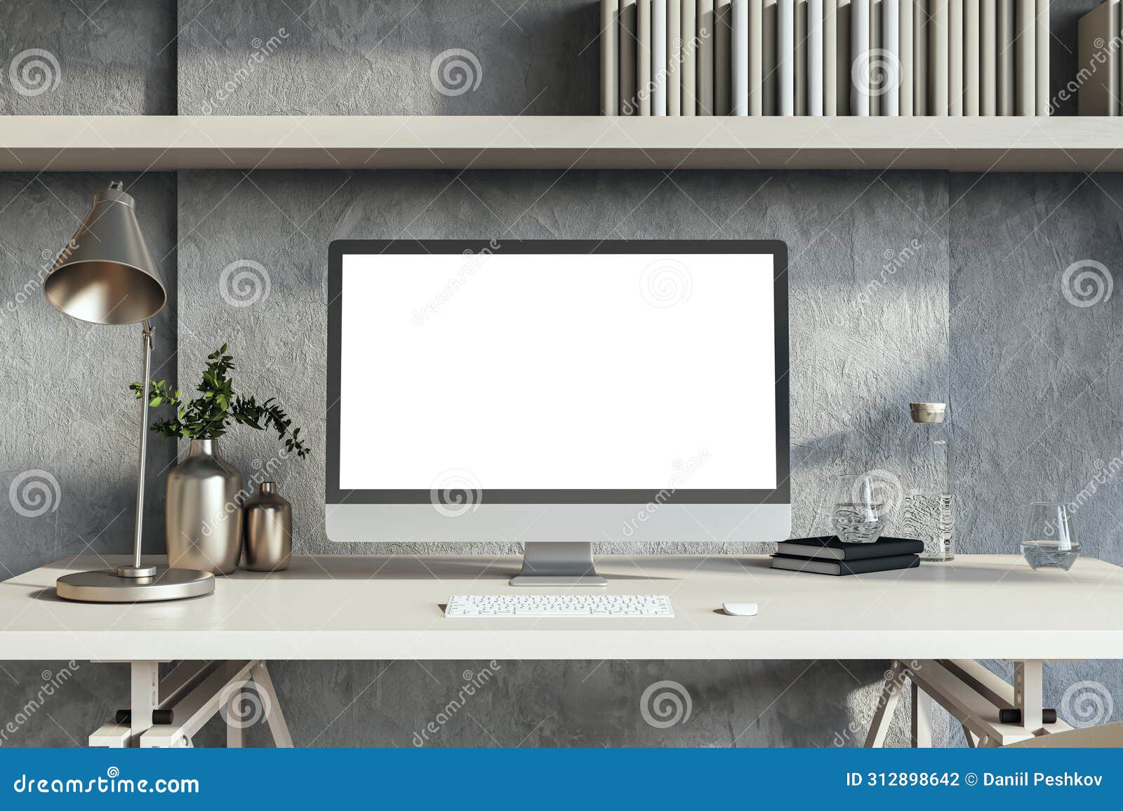 Close Up of Simple Designer Workplace with Empty Mock Up Computer ...