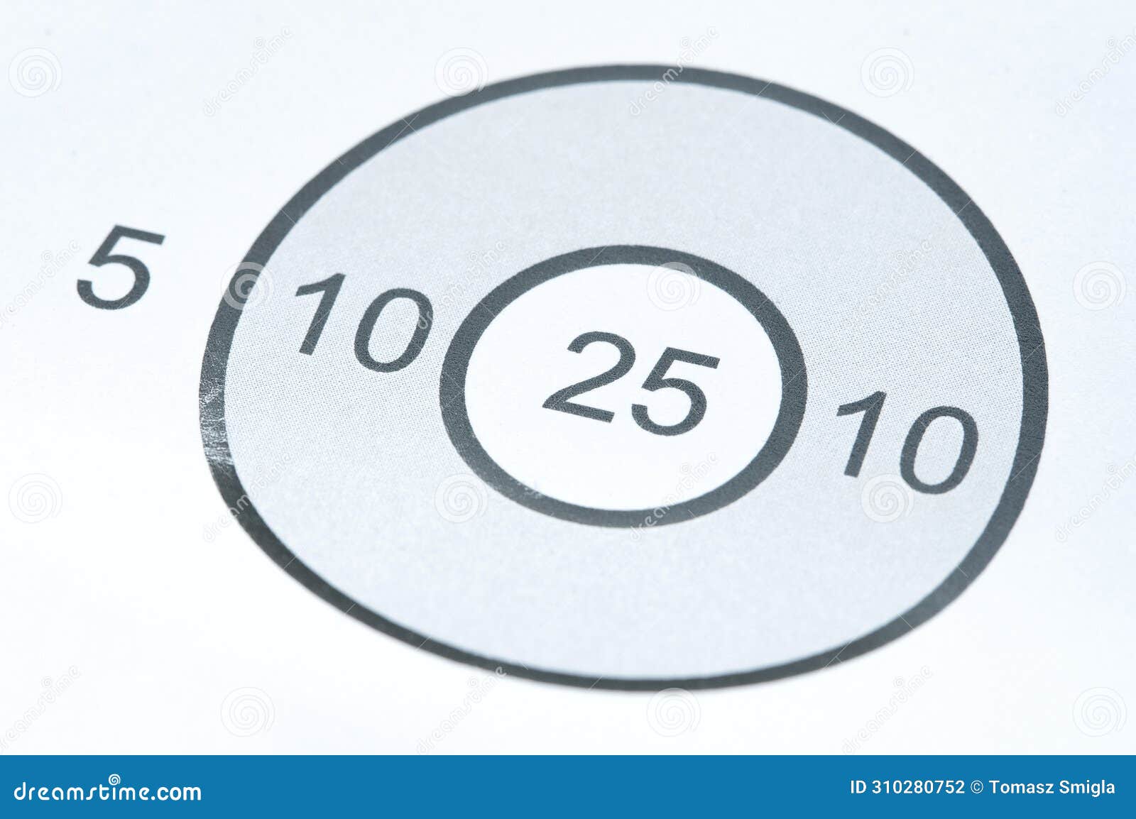 Close-up of a Simple White Printed Paper Shooting Target with Marked ...