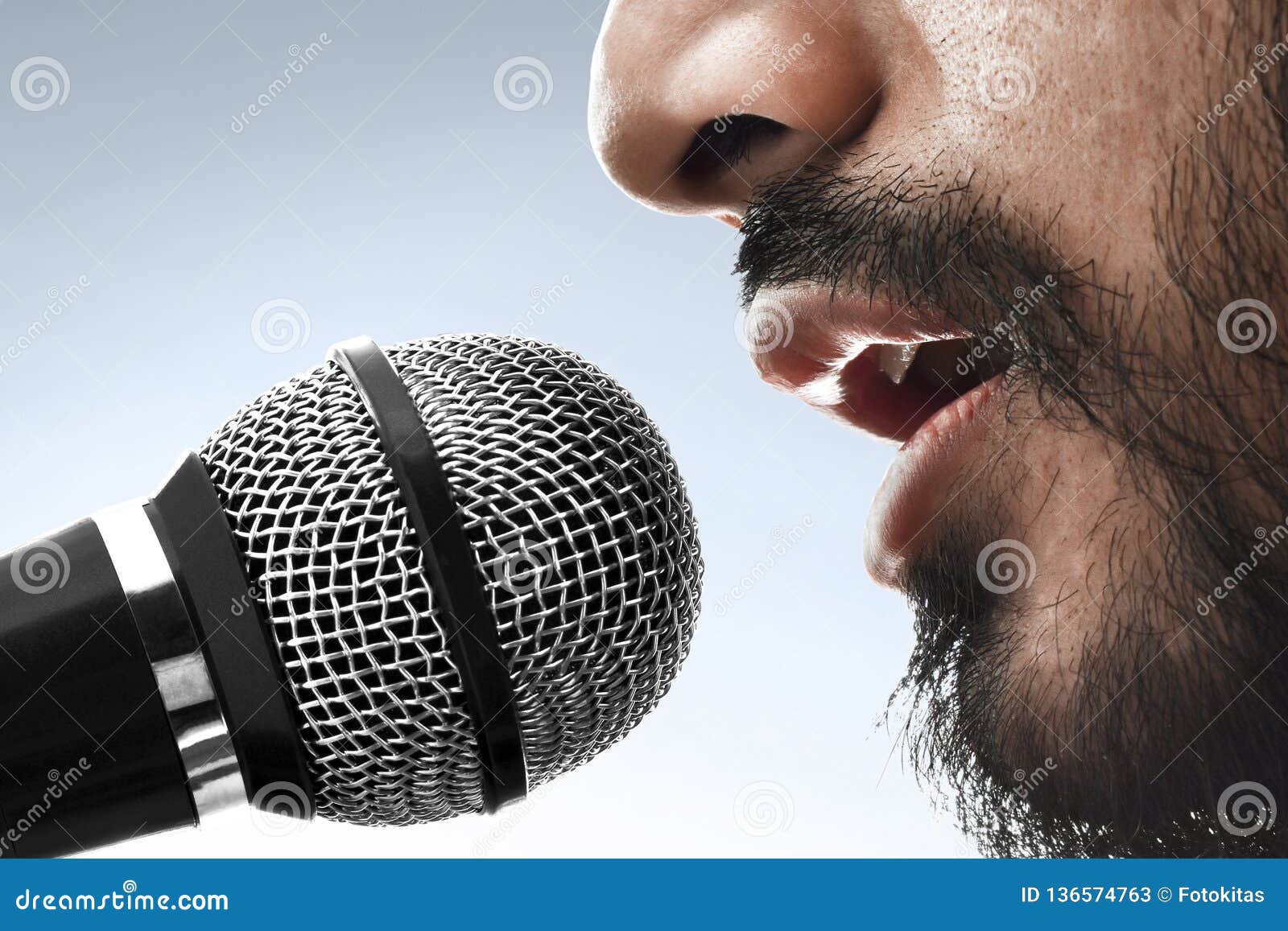 Close Up Singer Singing with Microphone Stock Image - Image of karaoke ...