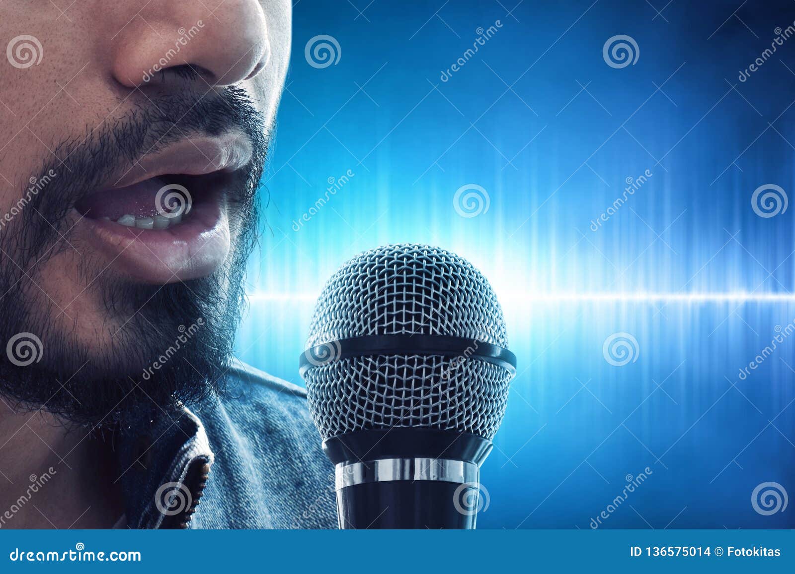 Close Up Singer Singing with Microphone Stock Photo - Image of party ...