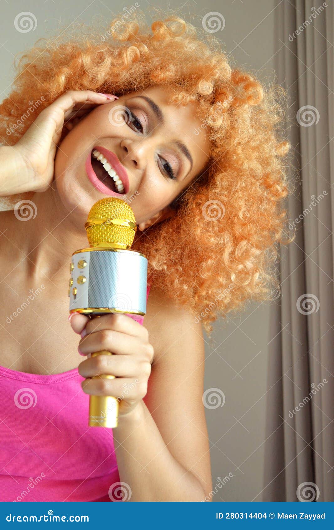 Close up of a singing lady stock photo. Image of golden - 280314404
