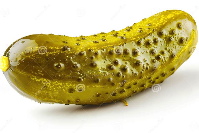 A Close-up of a Single Green Pickle with a Bumpy Texture, Isolated on a ...